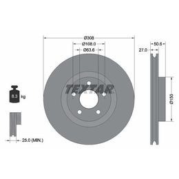 TEXTAR Bremsscheibe PRO vorne rechts links innenbel&uuml;ftet 308mm f&uuml;r FORD 2305506 JX611125BEB 92306703