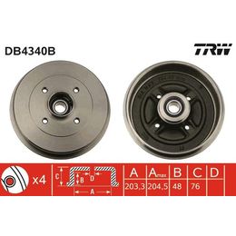 TRW Bremstrommel DB4340B hinten rechts links f&uuml;r NISSAN 43206-AX650