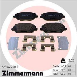 Zimmermann Bremsbelagsatz, Scheibenbremse vorne rechts links Foto entspricht Lieferumfang f&uuml;r HYUNDAI 58101-G4A00 58101-G4A10 22804.200.2