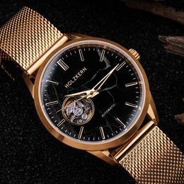 Holzkern; Holzuhr Inverno (Marmor/Gold), Herren, Naturholz