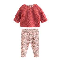 next Fleeceshirt und Leggings Set M&auml;dchen Gr&ouml;&szlig;e 62 mischfarben / rot / wei&szlig;
