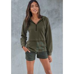 Bench. Loungewear Damen Hoodie, dunkelgr&uuml;n, Gr&ouml;&szlig;e 36/38