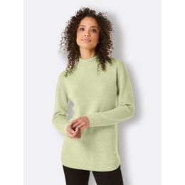 CREATION L PREMIUM Wit Damen Stehkragenpullover Mit seitlichen Eins&auml;tzen, pistazie-meliert, Gr&ouml;&szlig;e 36