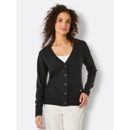 CREATION L PREMIUM Wit Damen Strickjacke mit Logo-Kn&ouml;pfen, schwarz-meliert, Gr&ouml;&szlig;e 38