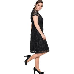 sheego Damen Cocktailkleid mit Zierborten, schwarz, Gr&ouml;&szlig;e 58
