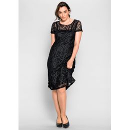 sheego Damen Cocktailkleid mit Zierborten, schwarz, Gr&ouml;&szlig;e 42