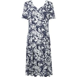 WITT Damen Jerseykleid in leicht ausgestellter Form, marine-ecru-bedruckt, Gr&ouml;&szlig;e 40