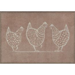 Fußmatte TURTLE MAT "Hens", braun, B:60cm H:9mm L:85cm, Baumwolle, Teppiche