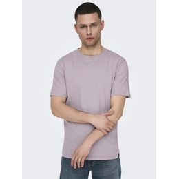 Only & Sons Rundhalsshirt ONLY & SONS "ONSMAX LIFE REG SS STITCH TEE", Herren, Gr. L, bunt (nirvana), Single Jersey, Obermaterial: 100% Baumwolle, unifarben, regular fit normal, Rundhals, Shirts