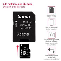 Hama Speicherkarte "microSD Karte, Memory Fast, + Adapter/Mobile, Class 10 UHS-I", schwarz, 128 GB, Speicherkarten