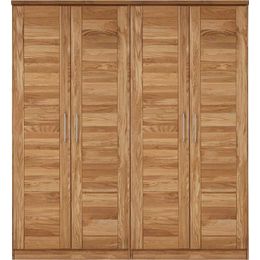 Drehtürenschrank Home Affaire "Tommy, Kleiderschrank, Aufbewahrung, mit Fächern und Kleiderstange", beige (naturfarben), B:191cm H:207cm T:61cm, Massivholz, Schränke, aus massiver Wildeiche, in unterschiedlichen Schrankbreiten erhältlich