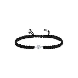 Armband Elli "Nylonband Glas Kristalle Weiß 925 Sterling Silber", schwarz, Armbänder, Damen, 16cm,mit Steinen, Silber 925 (Sterlingsilber)
