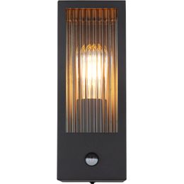 Globo LIGHTING Außen-Wandleuchte "GUNDULA", schwarz, 1 Stk., Leuchten, Außenlampe/schwarz/IP44/Terrasse/Wand/Sensor/Glas gerillt