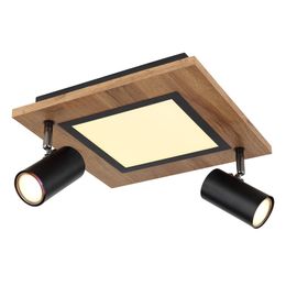 Globo LIGHTING LED Deckenleuchte "ULLA", schwarz, Leuchten, Deckenlampe/Wohnzimmer/Schlafzimmer/modern/Holz