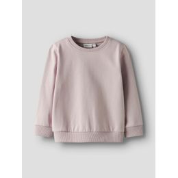 Sweatshirt name it "NMNSELI LS SWE BRU NOOS", Mädchen, Gr. 104, lila (burnished lila), angeraute Sweatware, Obermaterial: 60% Baumwolle, 40% Polyester, unifarben, relaxed fit hüftbedeckend, Rundhals, Rippbündchen, Sweatshirts
