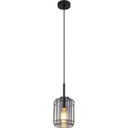 Globo LIGHTING Hängeleuchte "KAMMI", schwarz, 1 Stk., Leuchten, Hängelampe/Pendelleuchte/Glas rauchfarben/Metall/Wohnzimmer/Esszimmer