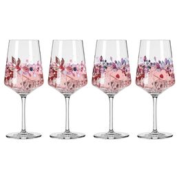 Ritzenhoff Spritzerglas Sommerrausch, Rosa, Wei&szlig;, Altrosa, Flieder, Glas, 4-teilig, 544 ml, 9.3x22.5x9.3 cm, Fsc, Made in Germany, Essen & Trinken, Gl&auml;ser, Weingl&auml;ser, Wei&szlig;weingl&auml;ser