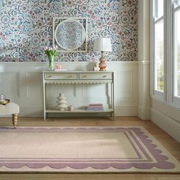 Wollteppich FLAIR RUGS "Lois mit Jakobsmuschelbord&uuml;re", lila, B:160cm H:7mm L:230cm, Wolle, Teppiche, Lois Wollteppich mit Jakobsmuschelbord&uuml;re