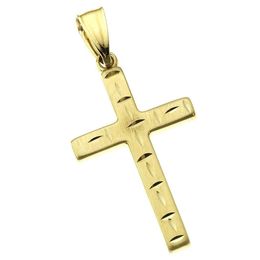 Kreuzanhänger Firetti "Schmuck Geschenk Gold 333 Halsschmuck Anhänger für Halskette Kreuz", gold (gelbgoldfarben), Schmuckanhänger, Damen, Gelbgold 333, 0,85 g
