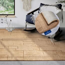 Villeroy & Boch Wollteppich VILLEROY & BOCH "Wilhelmine", beige, B:120cm H:10mm L:170cm, Wolle, Teppiche, Läufer, handgewebt, Wolle, Natur, Wohnzimmer, Geometrie, Boho