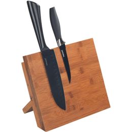 Magnet-Messerblock Wenko "Modell Mesina", braun (dunkelbraun), B:23,5cm H:21cm L:13cm, Messerblöcke, Messerblock, magnetischer Messerhalter für die Küche, Bambus, Landhaus-Stil