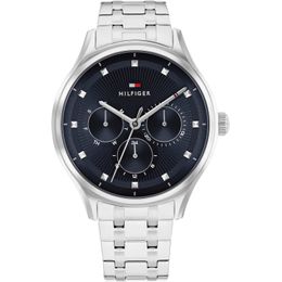 Multifunktionsuhr Tommy Hilfiger "GIANNA", silber (silberfarben), Armbanduhren, Damen, Quarzuhr, Armbanduhr, Damenuhr, Edelstahlarmband, analog, Tag