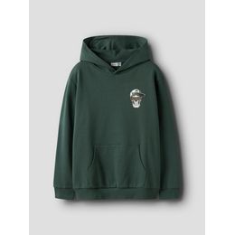 Sweatshirt name it "NKMLAMBERT LS NREG SWEAT WH UNB", Jungen, Gr. 122/128, grün (garden topiary), Sweatware, Obermaterial: 100% Baumwolle, bedruckt, normal normal, Rippbündchen, Sweatshirts