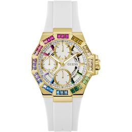 Multifunktionsuhr Guess "SELENE", weiß, Armbanduhren, Damen, Quarzuhr, Armbanduhr, Damenuhr, Datum, 12/24-Std.-Anzeige