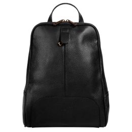 Cityrucksack Samantha Look, Gr. B/H/T: 20cm x 32cm x 6cm, onesize, schwarz, Leder, Rindsleder, Rucksäcke, echt Leder, Made in Italy