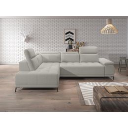 Ecksofa WERK2, B:204cm H:82cm T:278cmnatur, 92% Polyester, 8% Nylon, Wohnzimmer, Sofas, "Memo Focus-L, elektrisch erweiterbare Sitztiefe um ca. 30