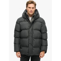 Steppjacke Superdry "HOODED 5 BAFFLE SPORTS PUFFER", Herren, Gr. XXL, schwarz (ebony), Web, Obermaterial: 100% Polyester, unifarben, relaxed fit, Jacken