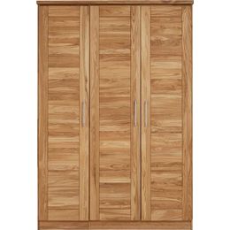 Drehtürenschrank Home Affaire "Tommy, Kleiderschrank, Aufbewahrung, mit Fächern und Kleiderstange", beige (naturfarben), B:143cm H:207cm T:61cm, Massivholz, Schränke, aus massiver Wildeiche, in unterschiedlichen Schrankbreiten erhältlich