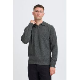 Polokragenpullover Blend "BHBRANKO POLO SPLITN.", Herren, Gr. S, iron gate melange, Strick, Obermaterial: 60% Wolle, 40% Nylon, meliert, unifarben, regular fit hüftlang, V-Ausschnitt, Strickbündchen, Pullover