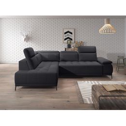 Ecksofa WERK2, B:204cm H:82cm T:278cmgrau, 92% Polyester, 8% Nylon, Wohnzimmer, Sofas, "Memo Focus-L, elektrisch erweiterbare Sitztiefe um ca. 30 cm,
