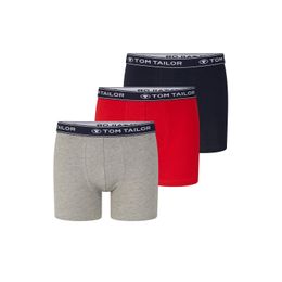 Tom Tailor Herren Mittellange Boxershorts im 3er-Pack, rot, Uni, Gr. S/4