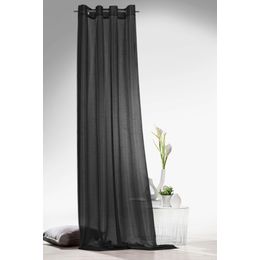 Weckbrodt-Gardinen Vorhang WECKBRODT "Klara" Gr. 1, grau (anthrazit), B:140cm H:245cm, Polyester, Gardinen, Wildseiten-Optik, halbtransparent, Gardine, Store