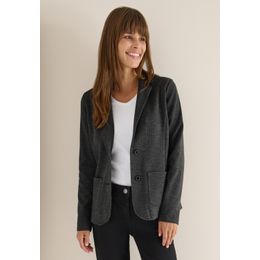 Kurzblazer Cecil, Damen, Gr. 3XL (48), schwarz, Stoff, 63% Polyester, 32% Viskose, 5% Elasthan, gestreift, normal normal, V-Ausschnitt, abgesteppt, Blazer, mit Reverskragen