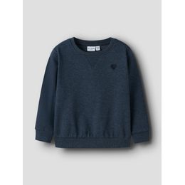 Sweatshirt name it "NMFVIMA LS SWEAT BRU NOOS", Mädchen, Gr. 104, schwarz sapphire (blank), angeraute Sweatware, Obermaterial: 60% Baumwolle, 40% Polyester, meliert, unifarben, Basic normal, Rundhals, Rippbündchen, Sweatshirts