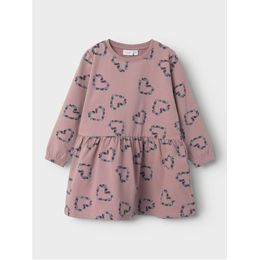 Minikleid name it "NMFOLUKRIA LS SWEAT DRESS BRU", Mädchen, Gr. 104, N-Gr, toadstool, Obermaterial: 95% Baumwolle, 5% Elasthan, bedruckt, regular fit, Rundhals, Kleider