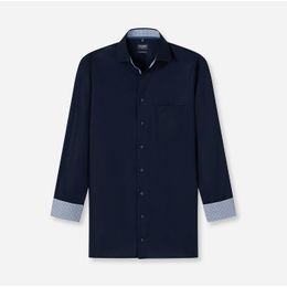 Langarmhemd OLYMP "Luxor modern fit", Herren, Gr. 42, N-Gr, kobalt, Web, Obermaterial: 100% Baumwolle, 2-Knopf-Manschette, Hemden, modern fit, Global-Kentkragen, Businesshemd