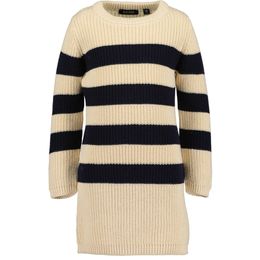 Strickkleid Blue Seven, Mädchen, Gr. 110, N-Gr, kiesel, Strick, Obermaterial: 100% Baumwolle, colorblocking, geringelt, gestreift, gerade kniefrei, Rundhals, Strickkante, Kleider