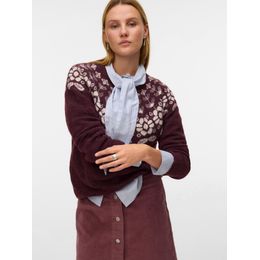 Véro Moda Strickpullover VERO MODA "VMSIMONE LS NORDIC PULLOVER GA REP BOO", Damen, Gr. L, rosa (winetasting detail:with birch, rose e, flower opt), Strick, Obermaterial: 53% Polyester, 23% Polyacryl, 16% Nylon, 5% Wolle, 3% Elasthan, gemustert, regular fit, Rundhals, Rippstrickbündchen, Pullover