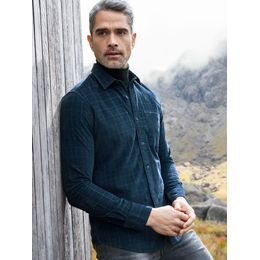 Karohemd Lerros "Lerros Kariertes Cordhemd - robuste Struktur für jeden Tag", Herren, Gr. L, Normalgrößen, classic navy, 100% Baumwolle, Hemden