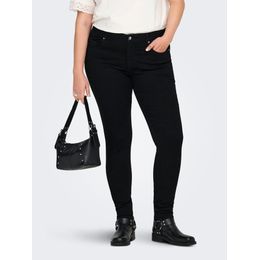 Skinny-fit-Jeans Only CARMAKOMA "CARWILLY REG SKINNY JEANS DNM PIM2343", Damen, Gr. 42, Länge 32, schwarz (schwarz denim), Denim/Jeans, Obermaterial: 92% Baumwolle, 6% Elastomultiester, 2% Elasthan, unifarben, skinny fit, Jeans