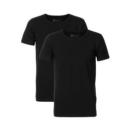 T-Shirt PETROL INDUSTRIES, Herren, Gr. L, schwarz, Jersey, Obermaterial: 95% Baumwolle, 5% Elasthan, unifarben, Basic, schmal normal, Rundhals, gerader Abschluss, Shirts, Rundhals