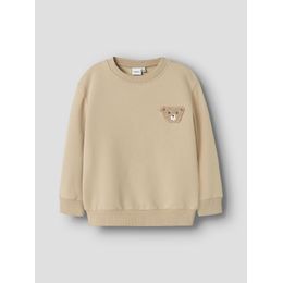 Sweatshirt name it "NMMOCTAVIO LS NREG SWEAT BRU", Jungen, Gr. 104, island fossil, Sweatware, Obermaterial: 95% Baumwolle, 5% Elasthan, bedruckt, regular fit, Rundhals, Rippbündchen, Sweatshirts
