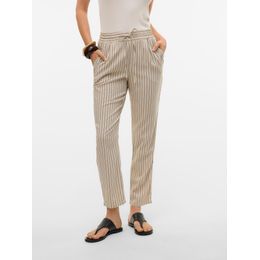 V&eacute;ro Moda Schlupfhose VERO MODA "VMJESMILO MW ANKLE PANTS WVN NOOS", Damen, Gr. L (40), N-Gr, silber (silber lining detail:a. obsidian), Web, Obermaterial: 55% Viskose, 45% Leinen, unifarben, regular fit kn&ouml;chellang, Hosen Schlupfhose, mit Leinen, elastisches B&uuml;ndchen und Kordelzug