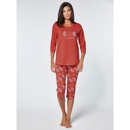 wäschepur Schlafanzug WÄSCHEPUR, Damen, Gr. 36/38, orange (terra), 100% Baumwolle, Homewear-Sets