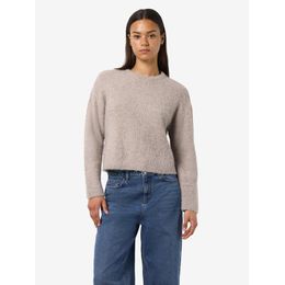 Rundhalspullover Noisy may "NMDOLLY L/S O-NECK KNIT FWD NOOS", Damen, Gr. L (40), silber (silber mink), Strick, Obermaterial: 73% Polyester, 13% Nylon, 8% Wolle, 6% Elasthan, unifarben, taillenbedeckt, Rundhals, Pullover