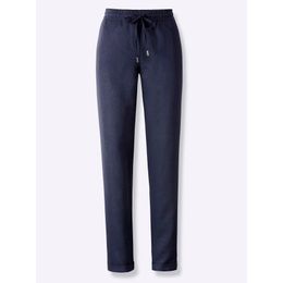 Leinenhose Heine, Damen, Gr. 50, Normalgr&ouml;&szlig;en, blau (marine), 100% Leinen, unifarben, lang, Hosen